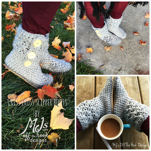 Ravelry: Criss Cross Slipper Boots pattern by MJ's Off The Hook Designs
