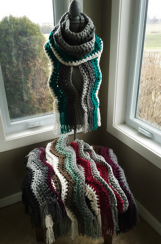 Ravelry: Bulky & Wavy Fringed Scarf pattern by MJ's Off The Hook Designs