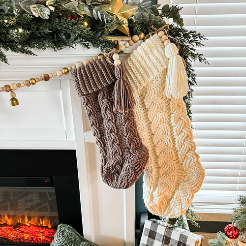 Ravelry: Cozy Cottage Cabled Stocking pattern by MJ's Off The Hook Designs