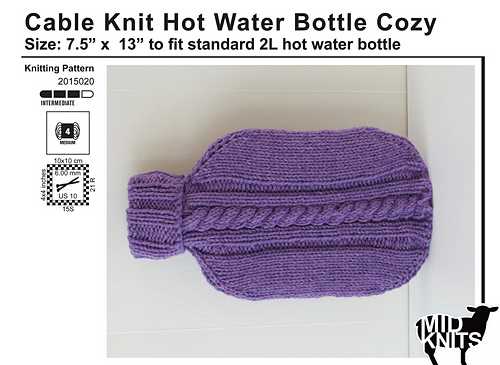Ravelry: Cable Knit Hot Water Bottle Cozy (2015020) pattern by Erin Black