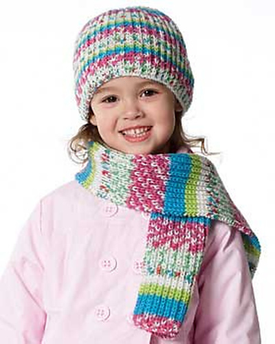 Ravelry: Shaker Rib Hat and Scarf #3077 pattern by Bernat Design Studio