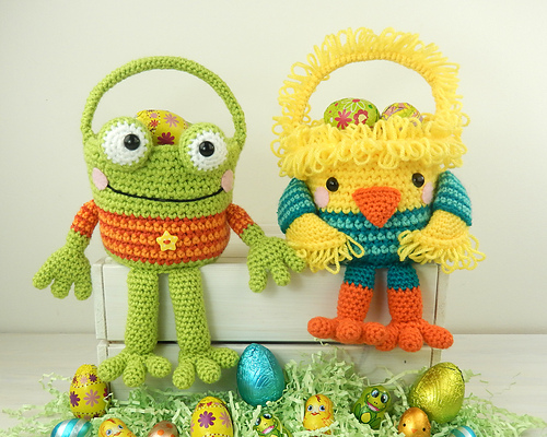 Ravelry: Chick and Frog Easter Baskets pattern by Moji-Moji Design
