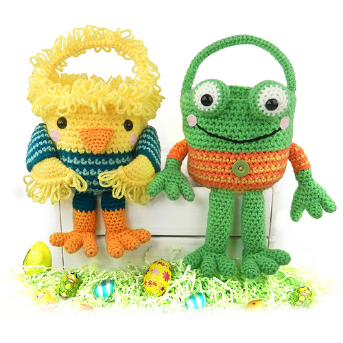 Ravelry: Chick and Frog Easter Baskets pattern by Moji-Moji Design