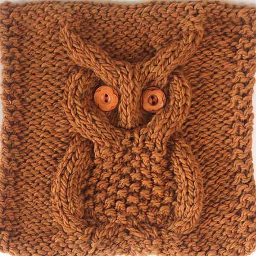 Ravelry: Owl Cable Square pattern by Kristen McDonnell