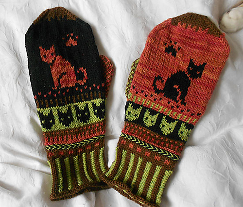 Ravelry: Cat Autumn Mittens pattern by Connie H Design
