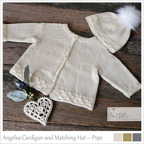 Ravelry: Angelus Cardigan & Hat – P190 pattern by OGE Knitwear Designs