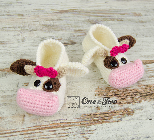Ravelry: Doris the Cow Booties Toddler pattern by Carolina Guzman