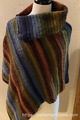 Ravelry: Uptown Comfort Poncho with Collar pattern by Pattern Princess