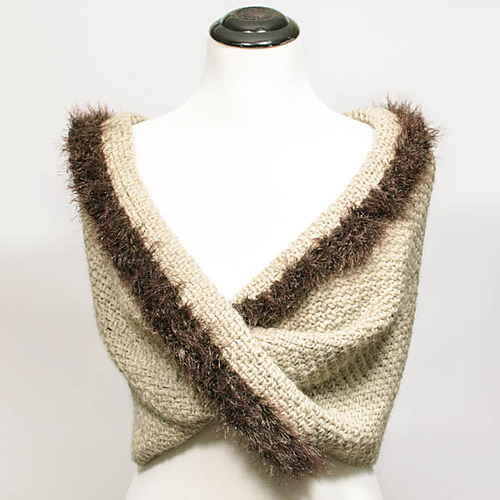 Ravelry: Faux Fur Trimmed Infinity Scarf-to-Wrap pattern by Kara Gunza