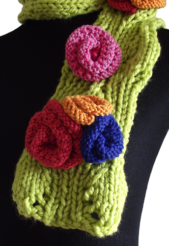 Ravelry: Leafy Ribs Flower Scarf pattern by Pamela Young