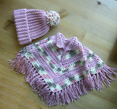 Ravelry: Infant Hat and Poncho Set pattern by Pam Daley