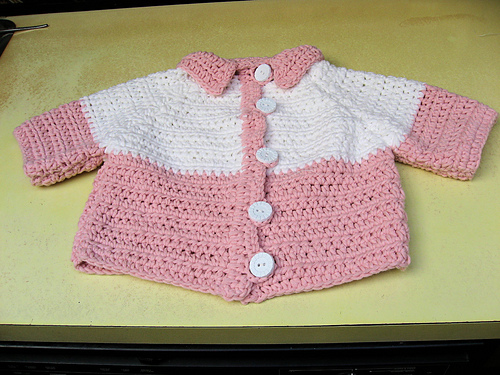 Ravelry: Soft Pink Crocheted Raglan Jacket pattern by Lion Brand Yarn