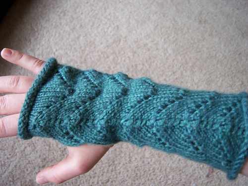 Ravelry: Feathered Lace Fingerless Mitts pattern by Amanda Timko