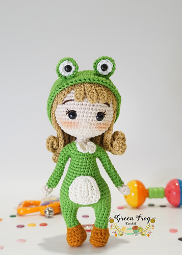 Ravelry: Roro Amigurumi doll in frog costume pattern by Thuy Anh