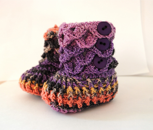 Ravelry: Dragon Slippers Crocodile Stitch Booties pattern by Bonita ...