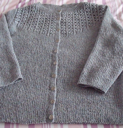 Ravelry: Cardigan with Lacy Yoke pattern by Bestway