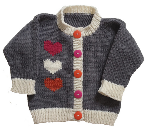 Ravelry: Hearts Cardigan pattern by Gail Pfeifle, Roo Designs