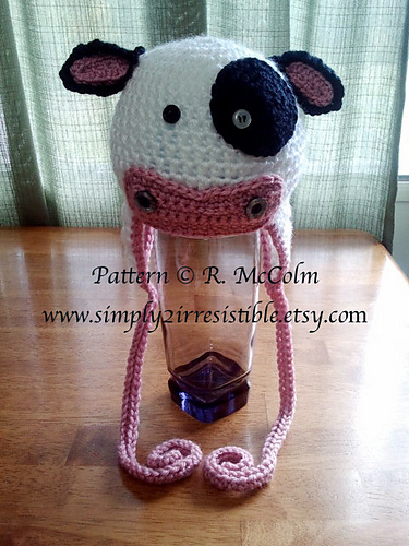 Ravelry: Molly Moo Cow Beanie and Earflap Hat pattern by Ruth McColm