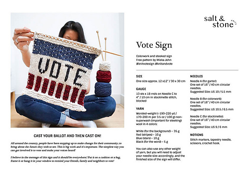 Ravelry: Vote Sign pattern by Mieka John