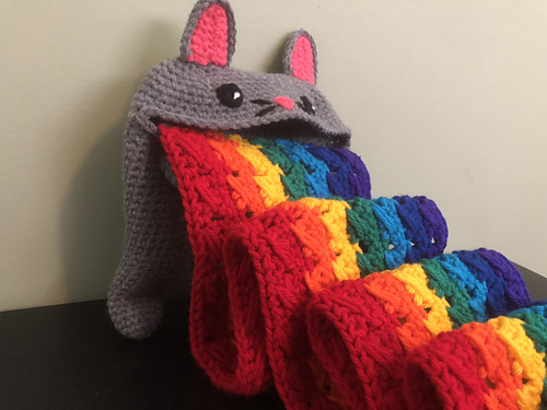 Ravelry: Rainbow Barf Cat Plush Scarf pattern by Amanda Julien
