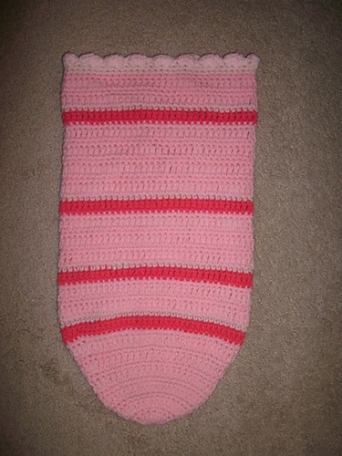 Ravelry: Pink Stripe Baby Cocoon with Shell Edge pattern by Samantha Oravec