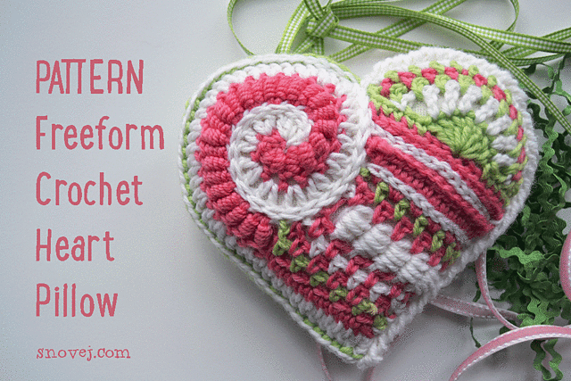 Ravelry: Freeform Crochet Heart Pillow pattern by Marina Hoffstrom