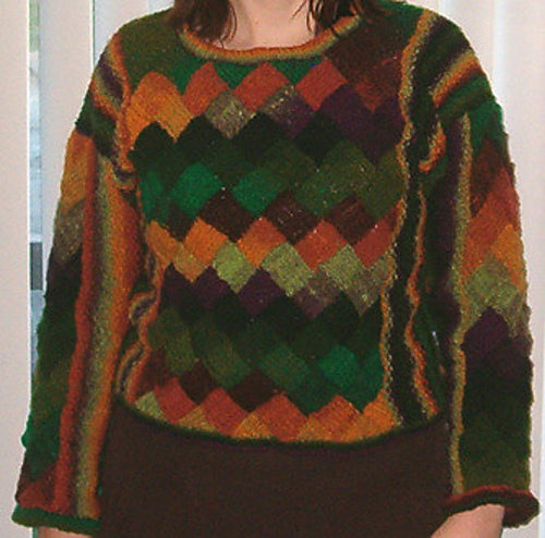Ravelry: Entrelac Pullover Sweater WS 105 pattern by Sarah James