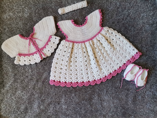 Ravelry: The White Baby Dress SET pattern by Soukaina Silvestre