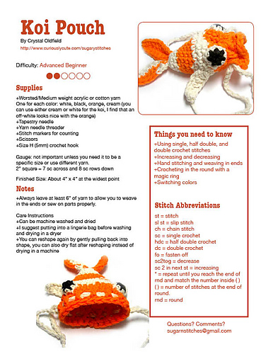 Ravelry: Koi Fish Pouch pattern by Crystal Oldfield