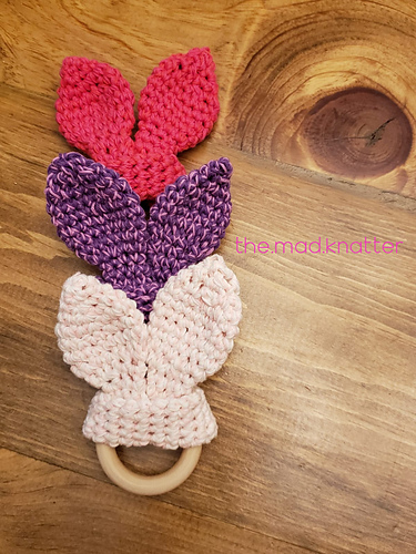 Ravelry: Bunny Ear Wooden Ring Teether pattern by the madknatter