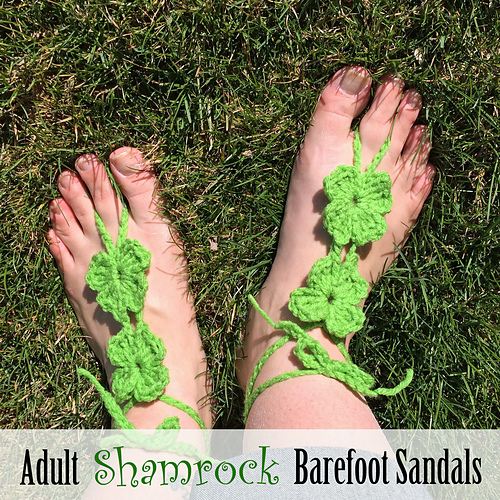 Ravelry: Adult Shamrock Barefoot Sandals pattern by Tia Davis