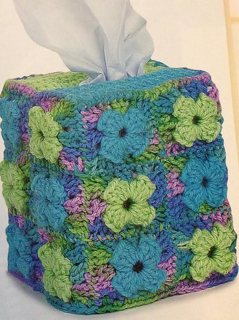 Ravelry: floral Tissue Box Cover pattern by Margaret Nobles