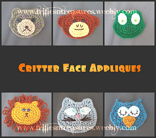 Ravelry: Critter Faces Appliques pattern by Tera Kulling