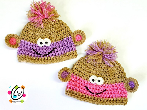 Ravelry: Baby Monkey Beanies pattern by Heidi Yates