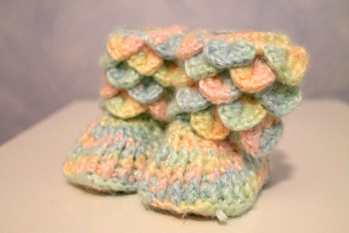 Ravelry: Dragon Slippers Crocodile Stitch Booties pattern by Bonita ...
