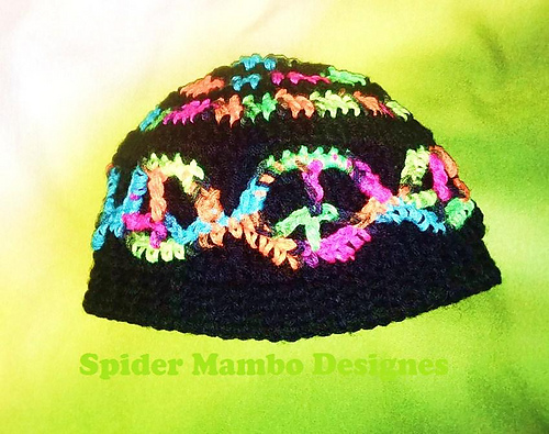 Ravelry: Peace Sign Beanie, Slouch, or Messy Bun pattern by Spider Mambo