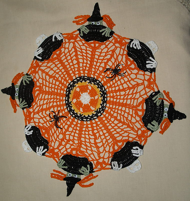 Ravelry: Halloween Peeking Skeletons & Witches Crochet Doily pattern by ...
