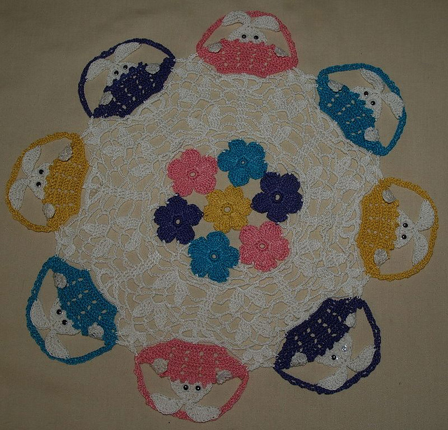 Ravelry: Peeking Easter Bunnies Crochet Doily pattern by Valerie Fuller