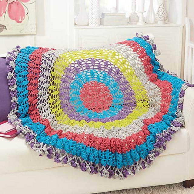 Ravelry: Falling Petals Circular Throw pattern by Marly Bird