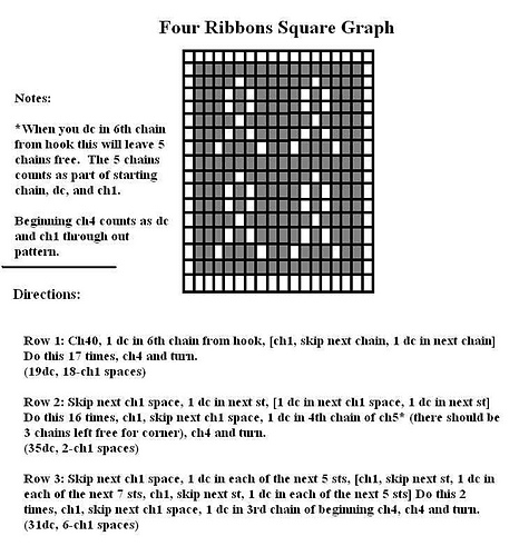 Ravelry: Four Ribbons Square pattern by Amelia Beebe