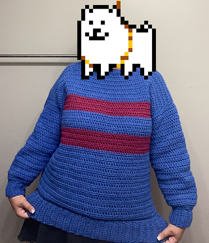 Ravelry: Undertale Frisk Sweater pattern by Gray Hutchison